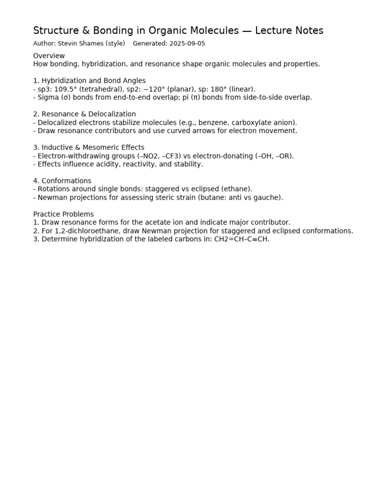 Organic Chem Article 2 Structure and Bonding | PDF