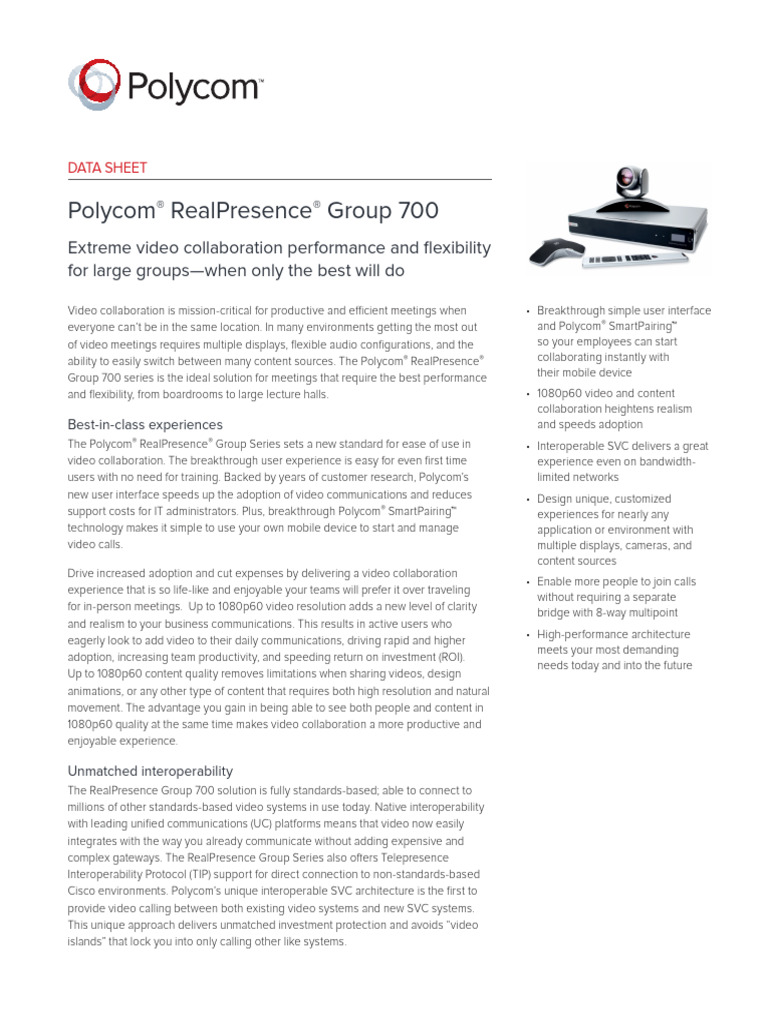 Realpresence Group 700 Ds Enus | PDF | Hdmi | Video