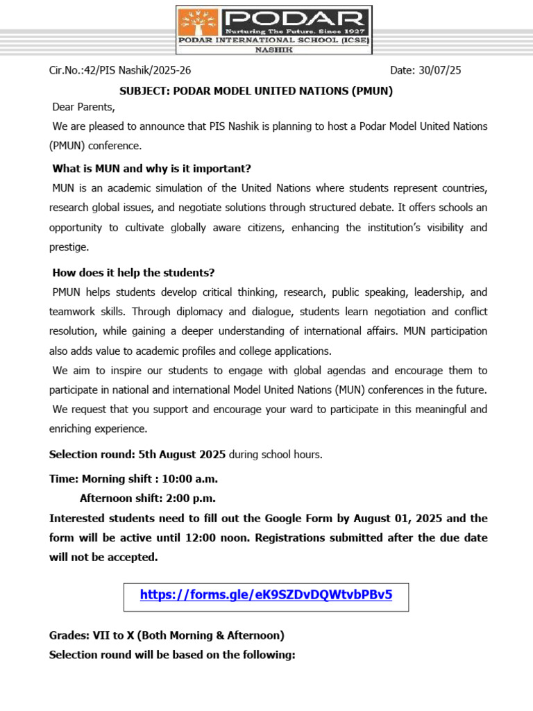 Cir - No.42 - Podar Model United Nations (Pmun) | PDF