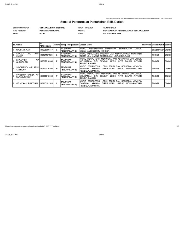 SPPB PBD Julai 2025 6i Moral | PDF