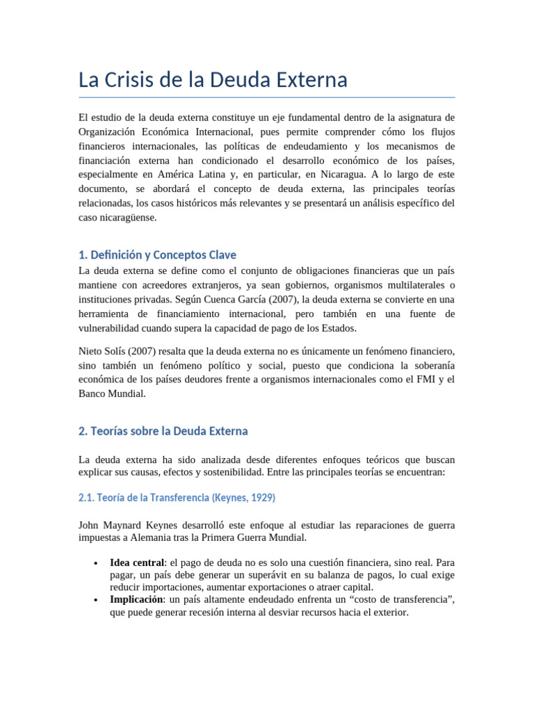 Análisis de la Crisis de Deuda Externa | PDF | Deuda | Ajuste estructural