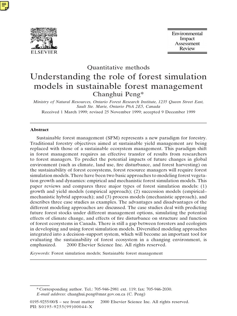 Forest Simulation Models for Sustainability | PDF | Forest Management ...