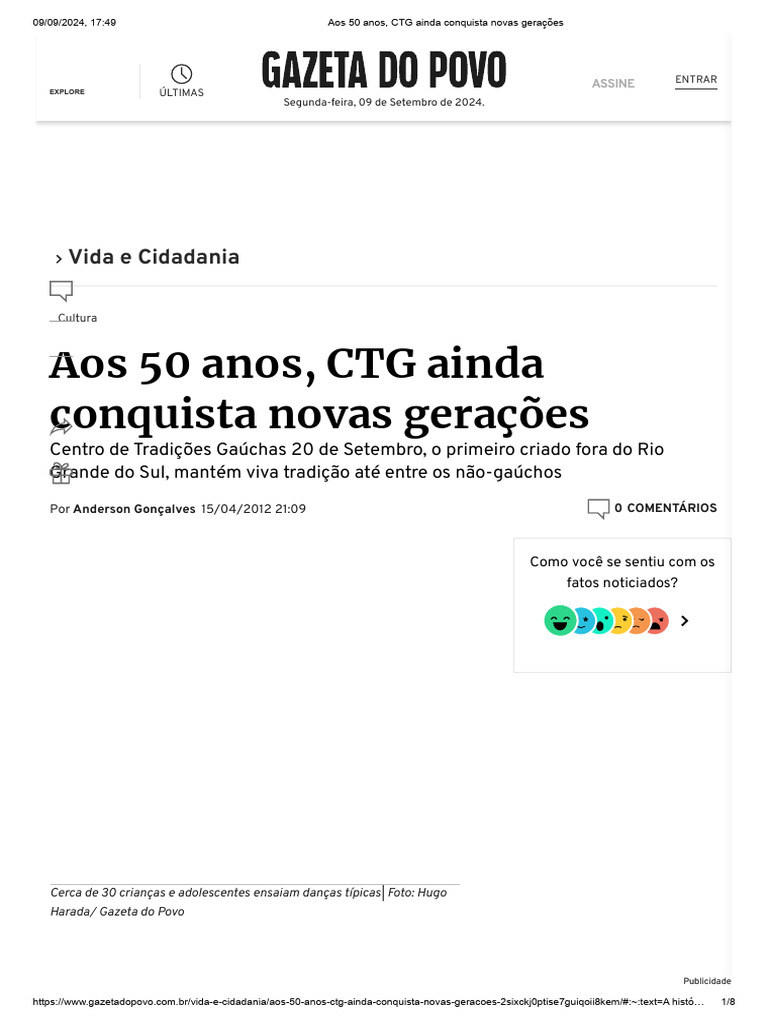 CTG 20 de Setembro: 50 Anos de Tradição | PDF