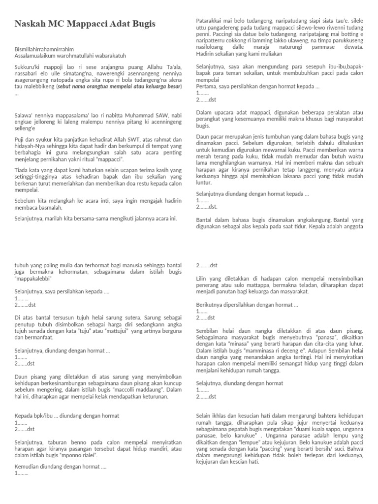 Naskah Mc Mappacci Adat Bugis Compress | PDF