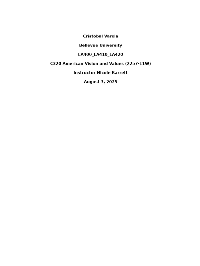 LA400 Week 9 - Assignment | PDF | Nationalism | Liberal Arts Education