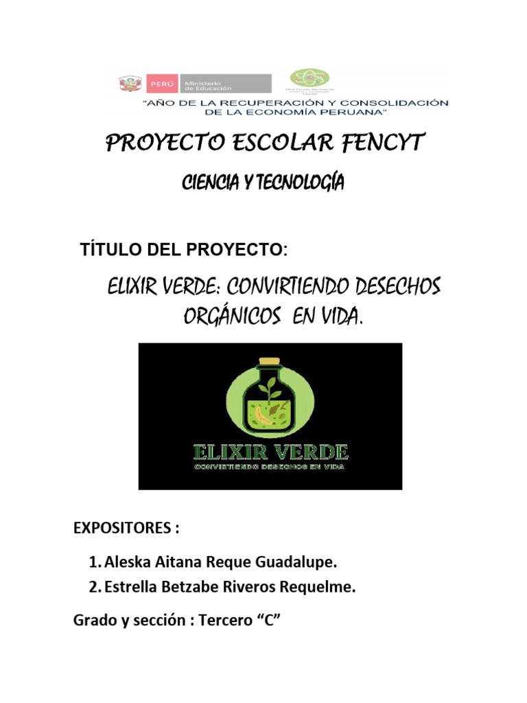 Proyecto Resumido para Expositores de FENCYT | PDF | Residuos | Compost