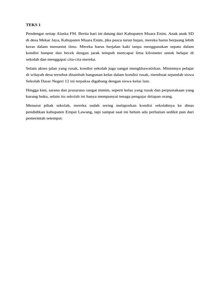 Teks Final News Reading | PDF