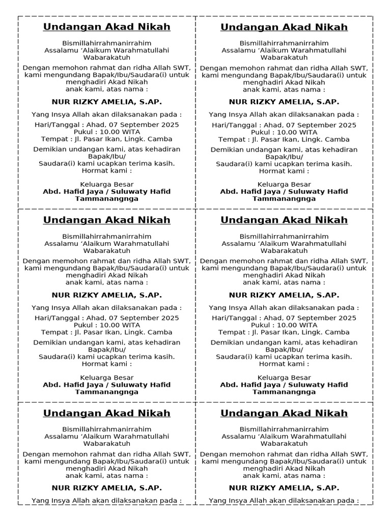 Undangan Akad Nikah | PDF