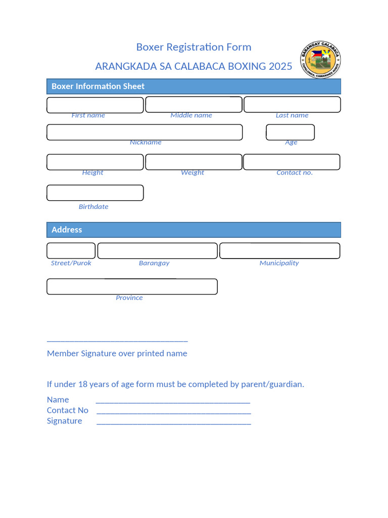 Boxing Registration Form | PDF
