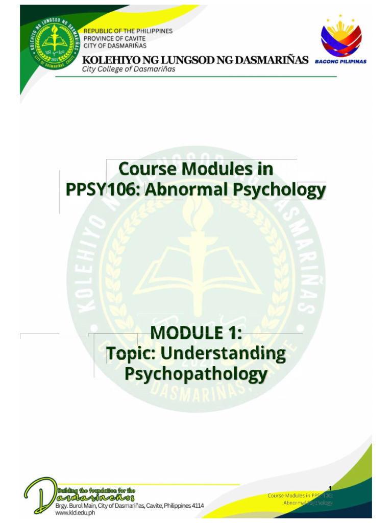 Module 1 Understanding Psychopathology | PDF