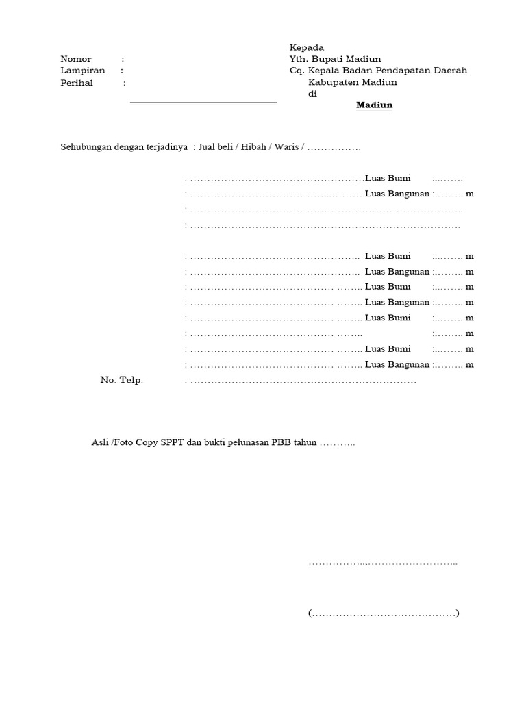 Formulir PBB Mutasi | PDF