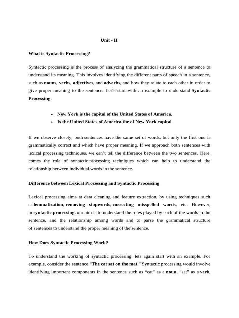 NLP - Unit II Syntactic Analysis | PDF | Phrase | Syntax