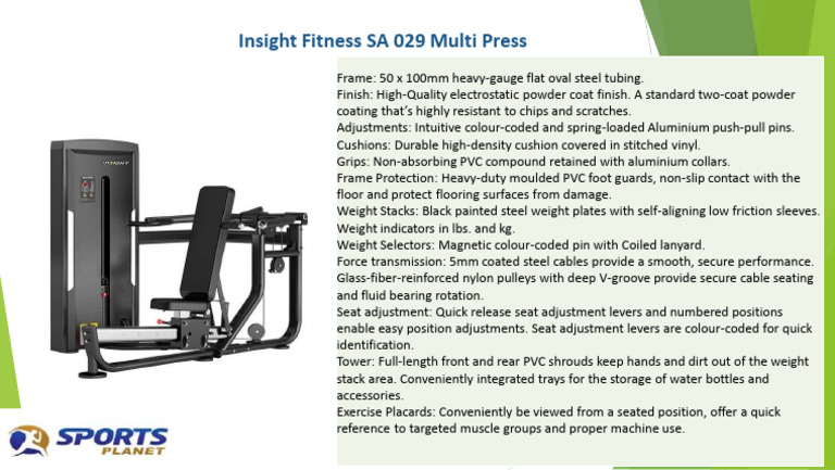 Insight Fitness SA 029 Multi Press Overview | PDF