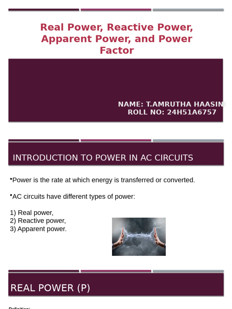 Real Power, Reactive Power, Apparent Power, and Power Factor | PDF