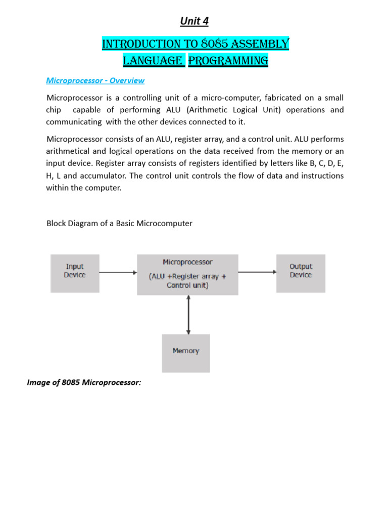 Unit 4 - 8085 Microprocessor | PDF | Central Processing Unit | Input/Output