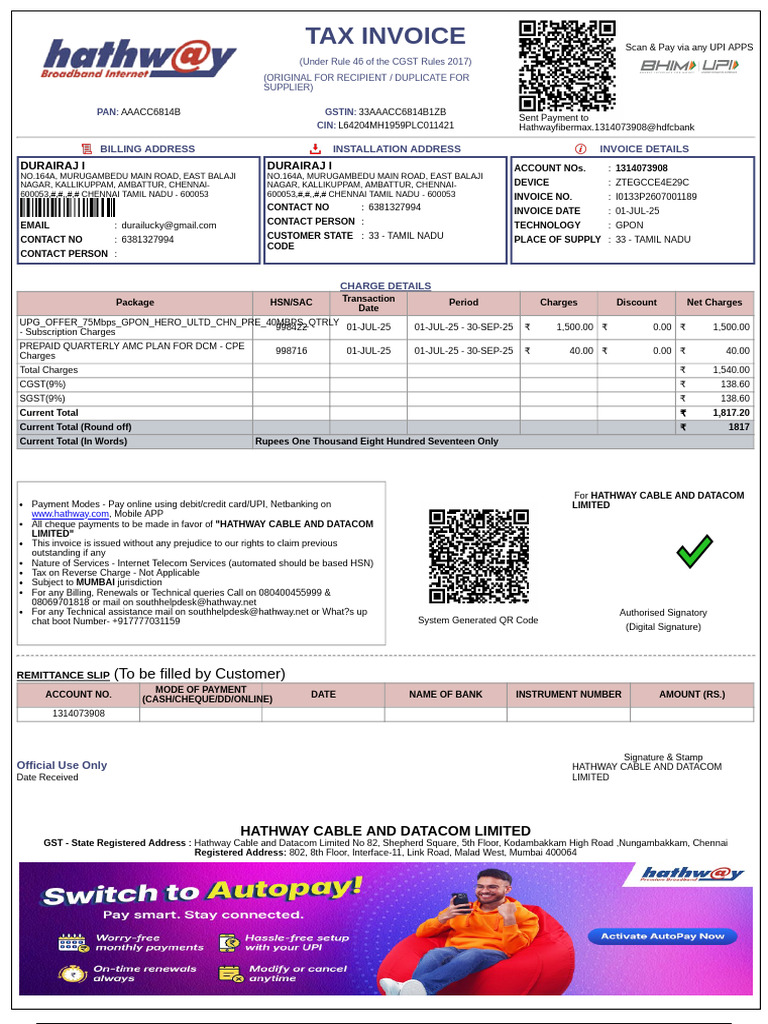 I0133p2607001189 | PDF | Invoice | Debit Card