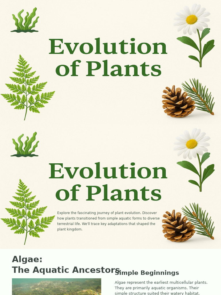 Plant Evolution: From Algae to Angiosperms | PDF | Plants | Seed
