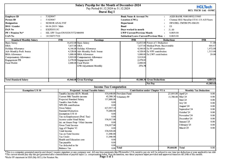 Dec 2024 Payslip | PDF
