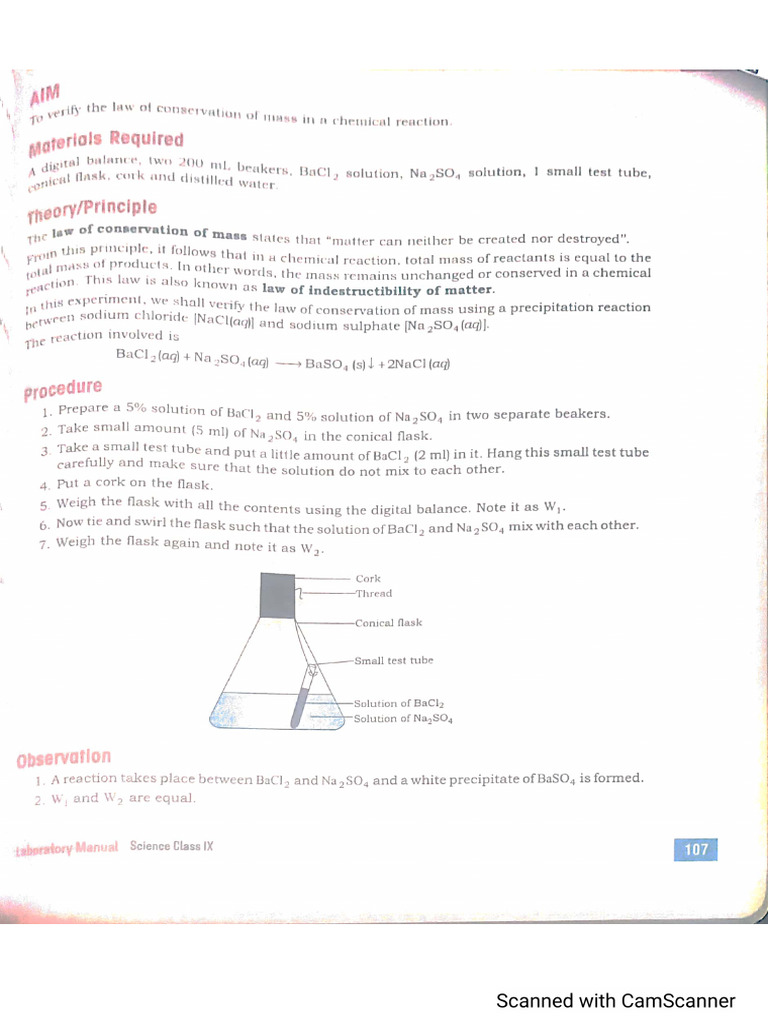 Law of Conservation of Mass STD 9 | PDF