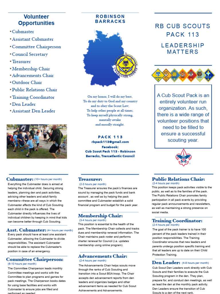 Cub Scout Leadership Trifold - RB | PDF | Scouting And Guiding ...