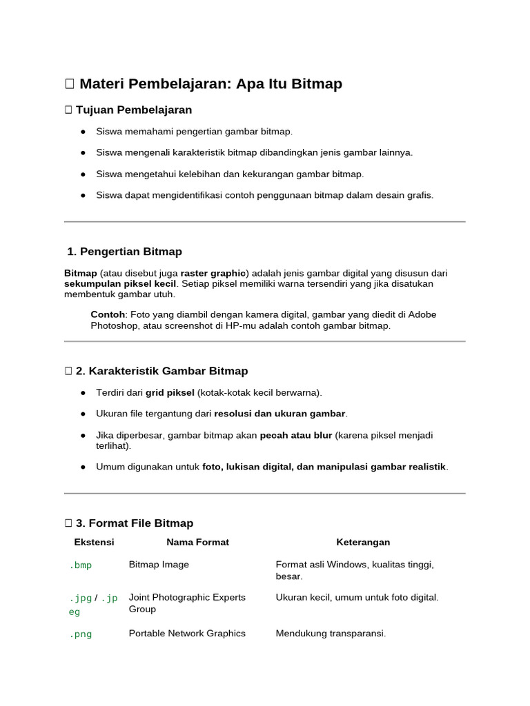 ? Materi Pembelajaran - Apa Itu Bitmap | PDF