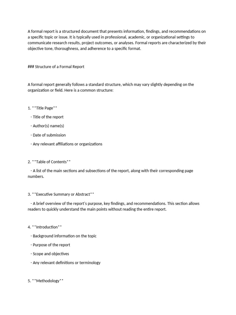 Understanding Formal Report Structure | PDF | Abstract (Summary)