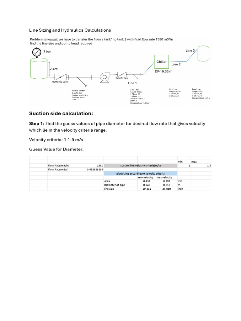 Pipe Sizing and Pressure Drop Analysis | PDF | Fluid Dynamics | Pressure