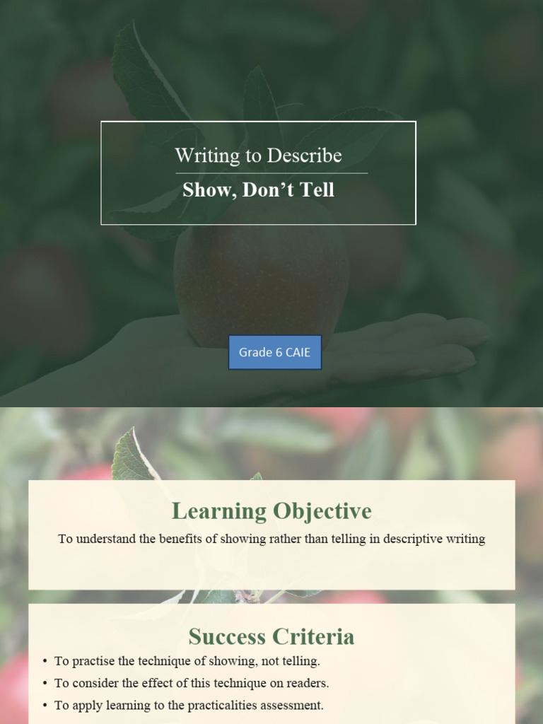 Descriptive Writing - Show, Don't Tell | PDF