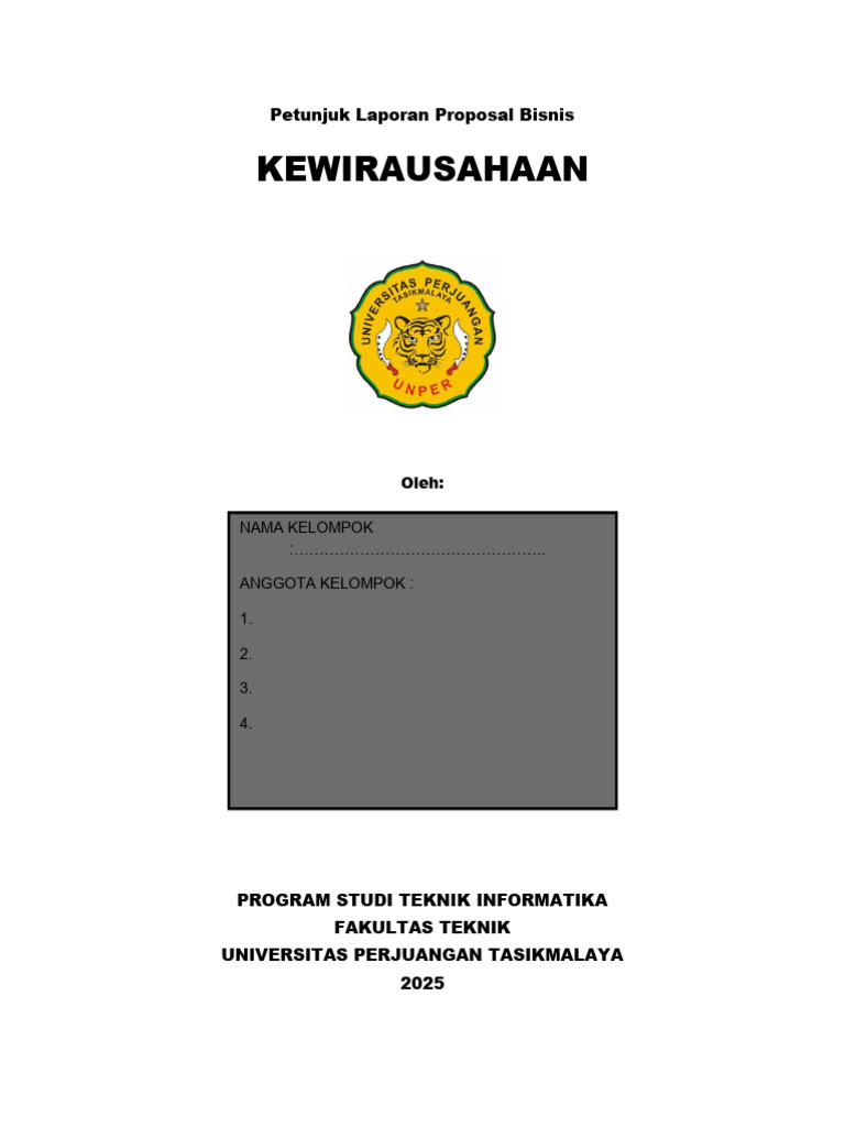 Pedoman Proposal Bisnis Kewirausahaan | PDF