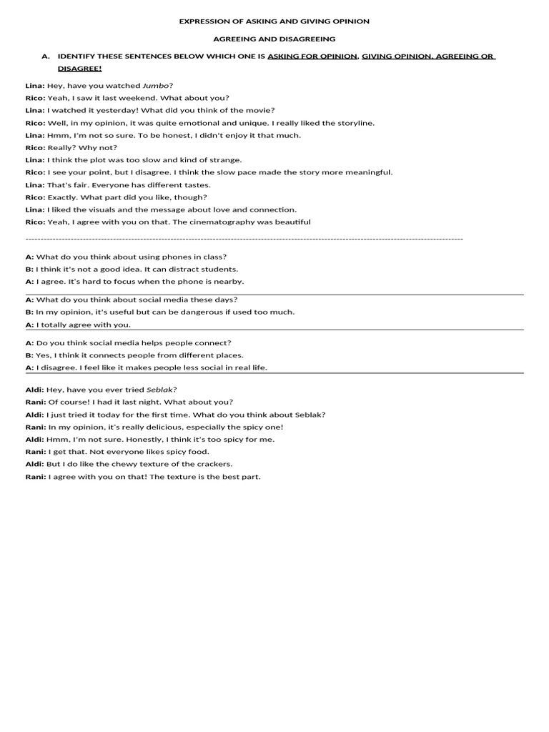 Expression of Asking and Giving Opinion | PDF