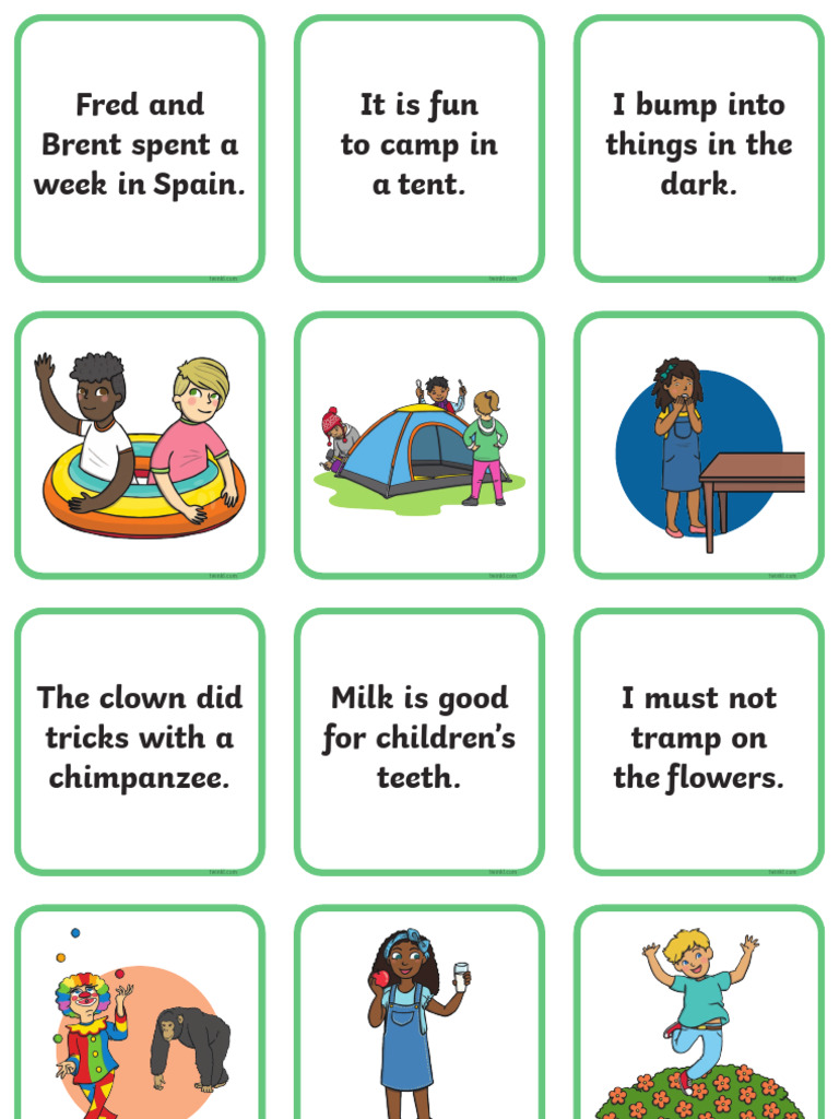 T L 807 Phase 4 Sentences and Pictures Matching Cards Ver 4 | PDF
