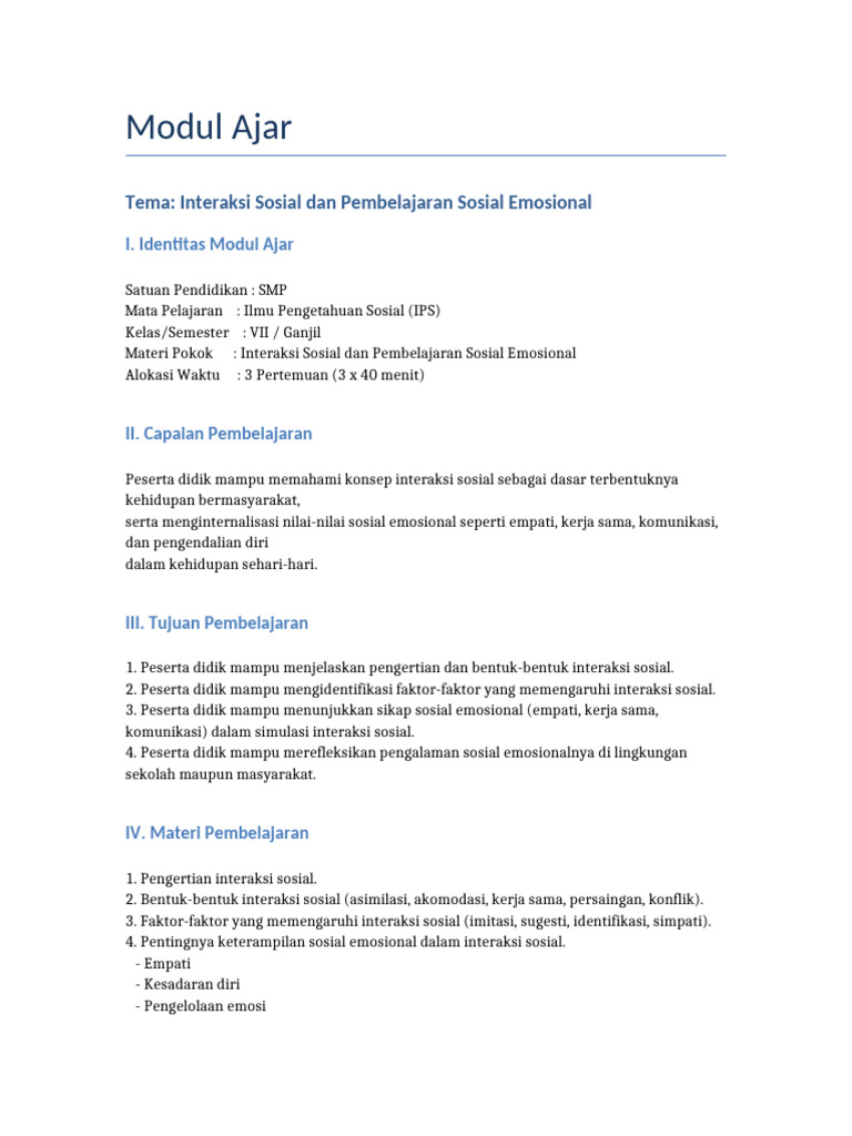 Modul Ajar Interaksi Sosial Dan PSE | PDF