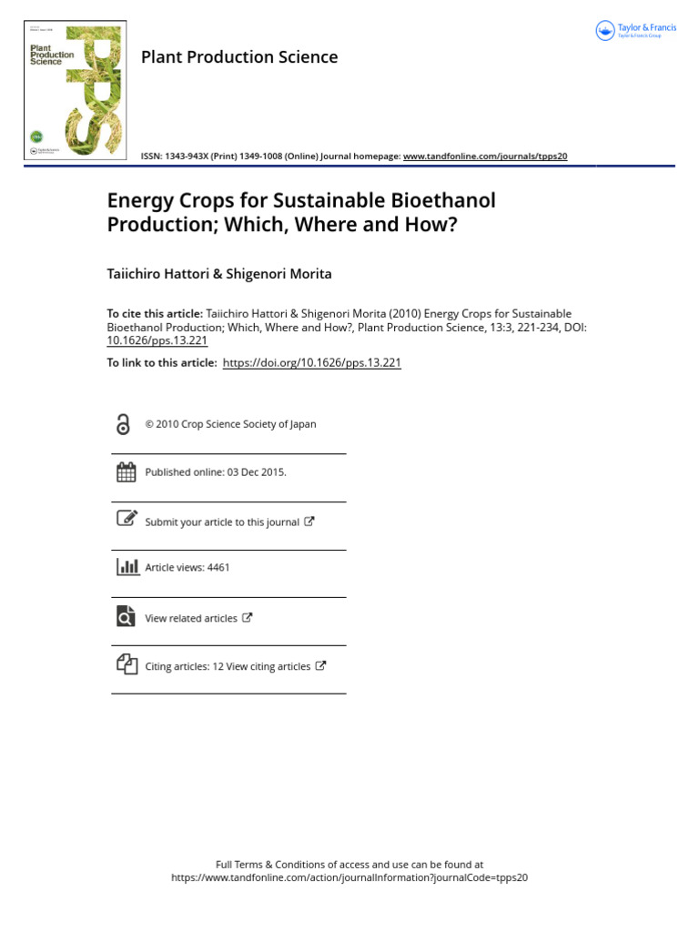 Energy Crops for Sustainable Bioethanol | PDF | Biofuel | Ethanol Fuel