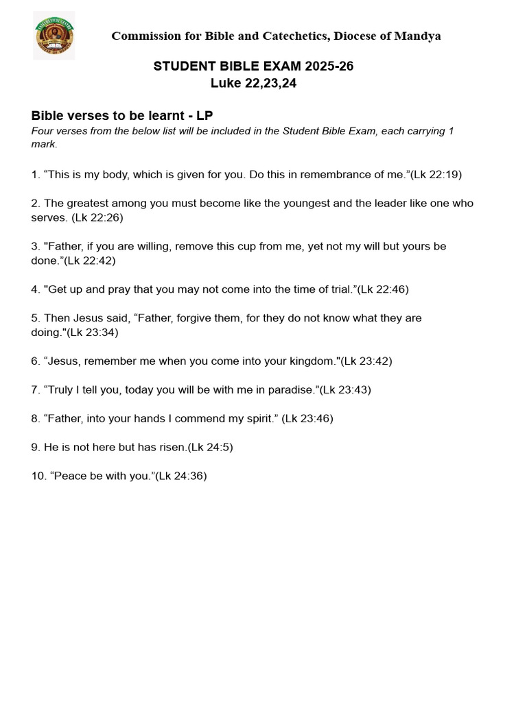 Garo Bible Exam Verses 2025-26 | PDF