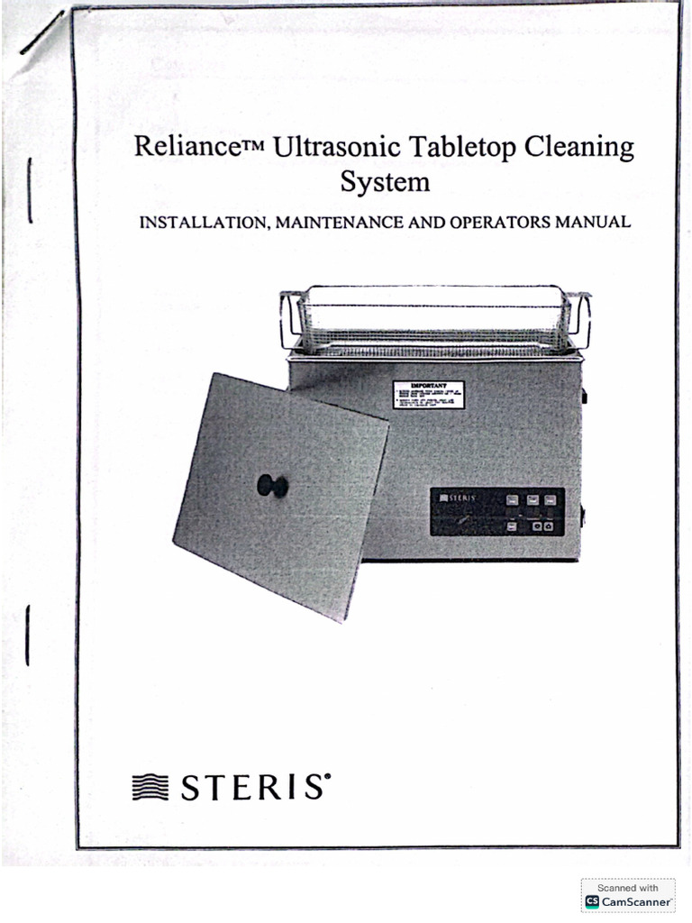 STERIS - Reliance Ultrasonic Cleaning System | PDF