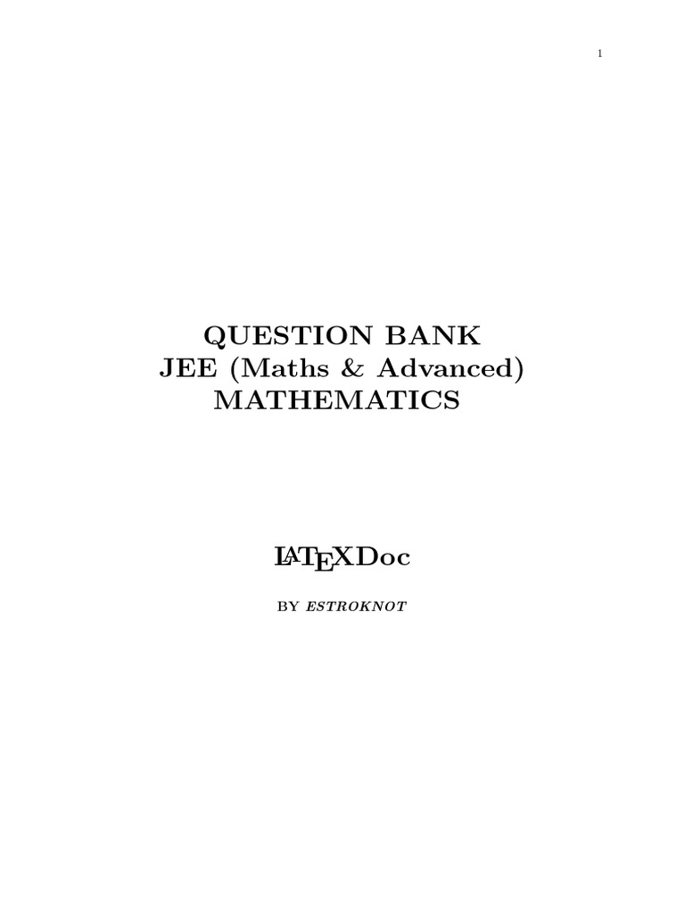 JEE Mathematics Question Bank | PDF | Mathematical Concepts ...