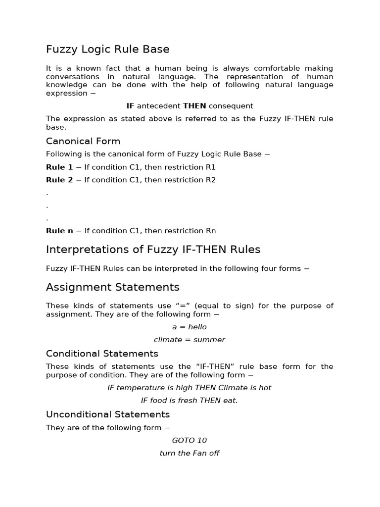Fuzzy Logic Rule Base - Qualifiers | PDF | Fuzzy Logic | Logic