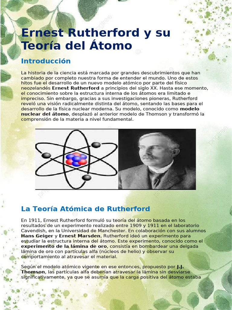 Teoría Atómica de Ernest Rutherford | PDF | Núcleo atómico | Física nuclear