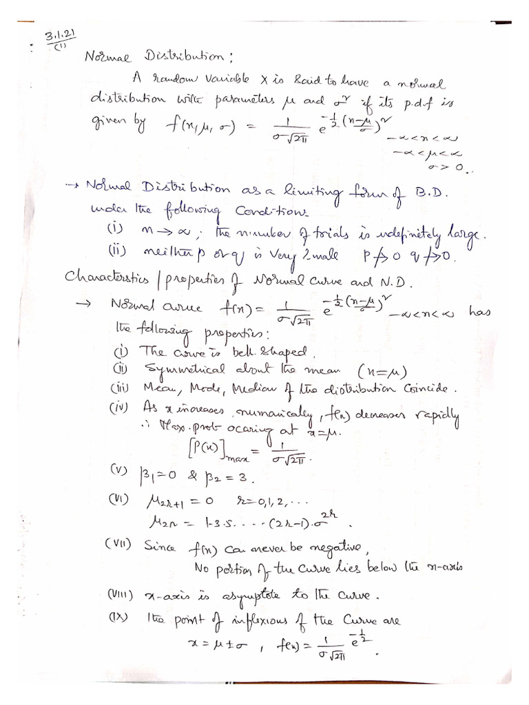 Normal Distribution Notes | PDF
