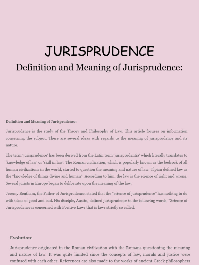 Understanding Jurisprudence: Definitions & Evolution | PDF ...