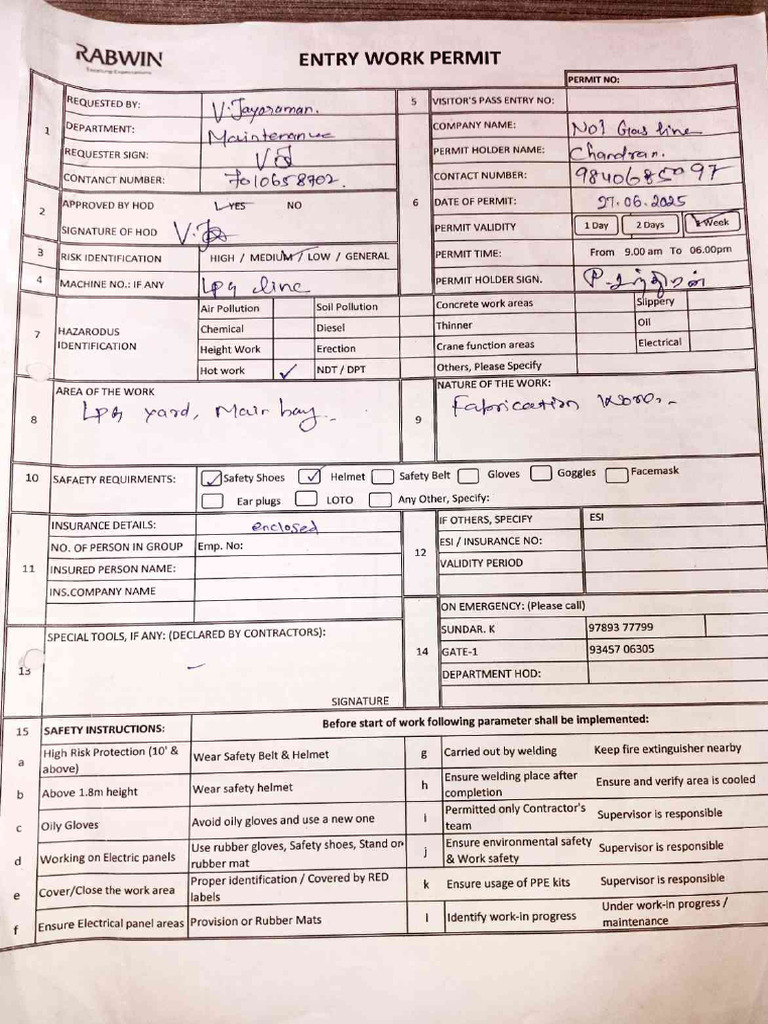 Work Permit - Foundry | PDF