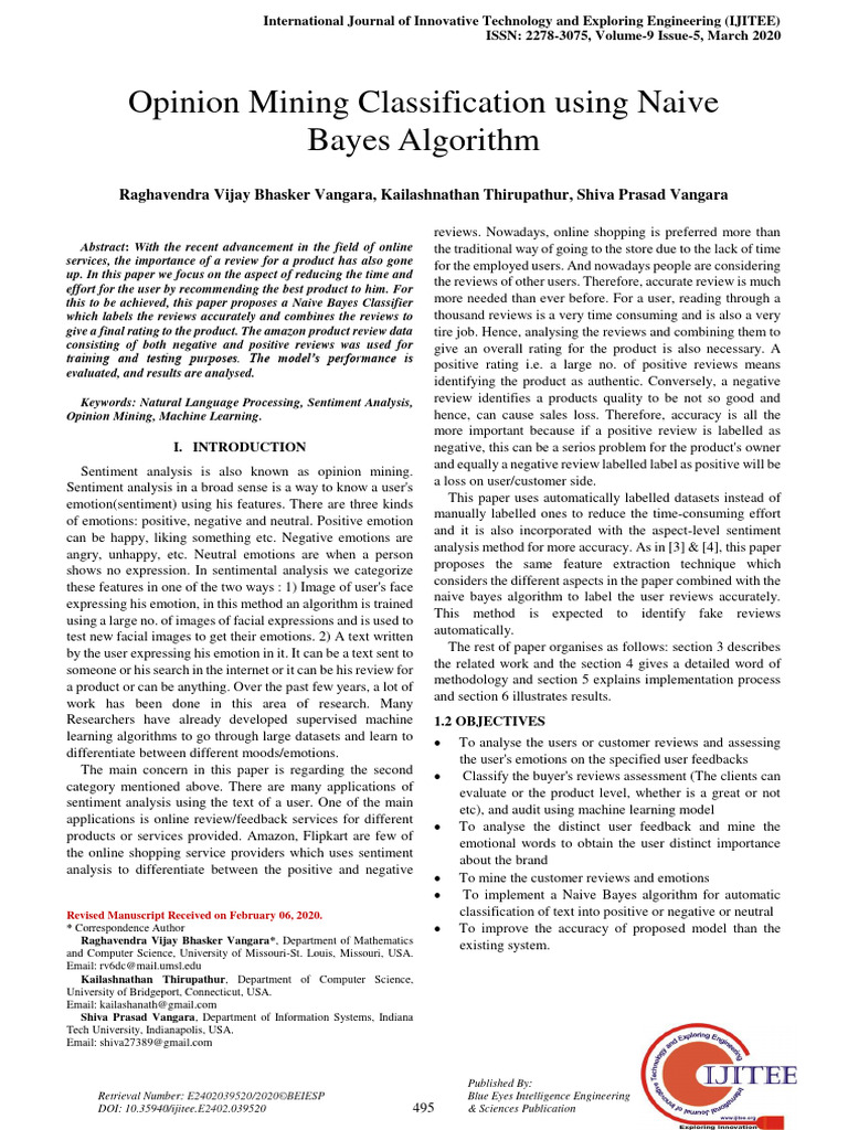 Opinion Mining Classification Using Naiv | PDF | Statistical ...