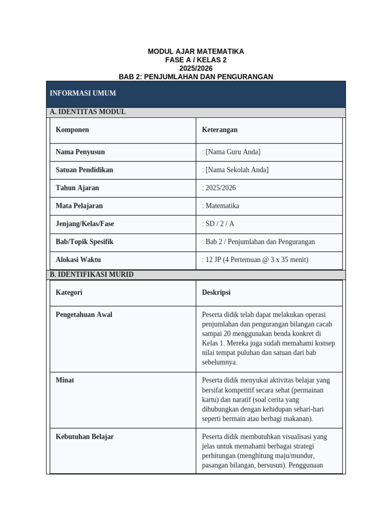 MTK KELAS 2 BAB 2 | PDF
