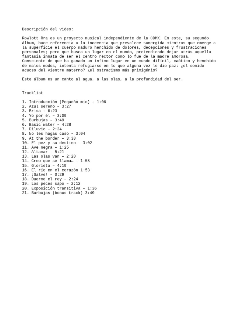 Texto y Tracklist | PDF