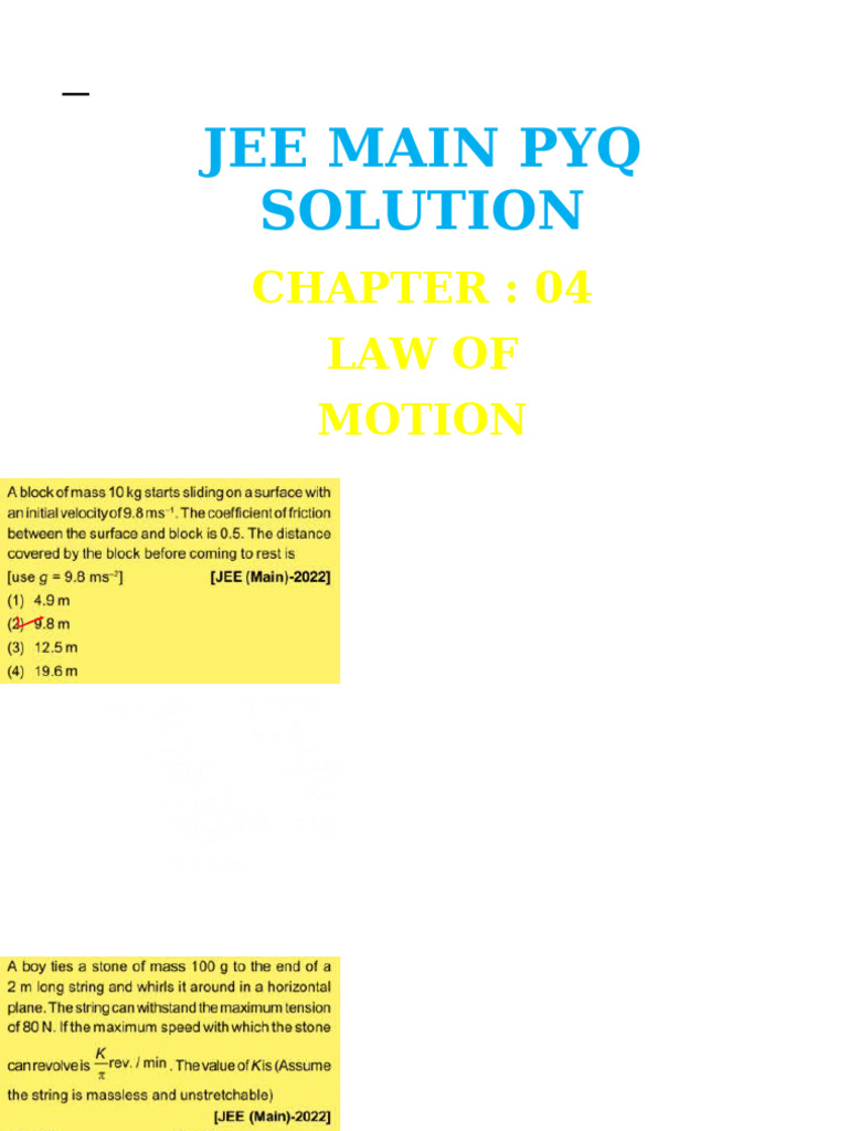 XI EM 04 Topic 10 JEE PYQ | PDF