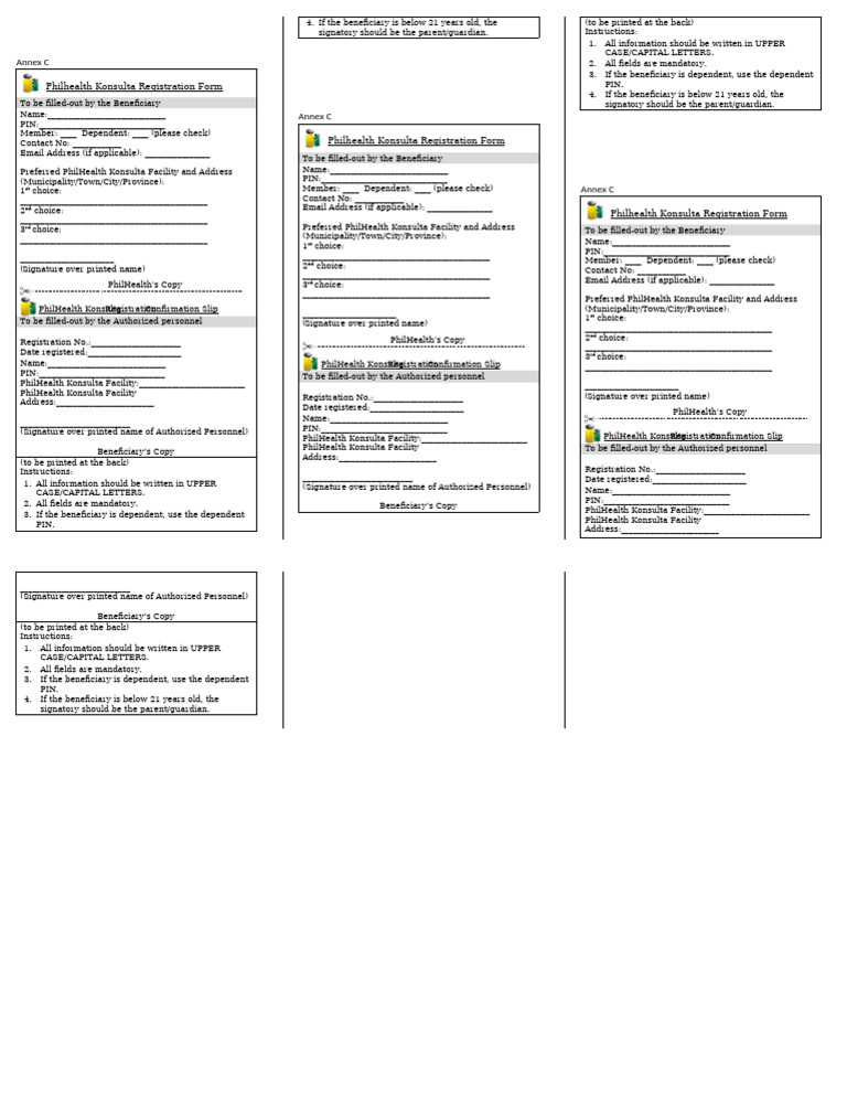 PhilHealth Konsulta Registration Form | PDF