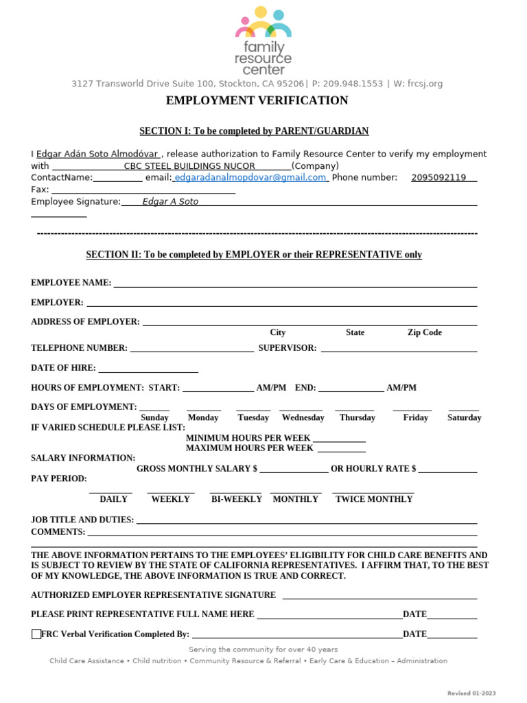 Employment Verification 02-23-2023 | PDF | Employment | Labor