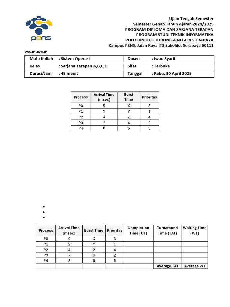UTS Sistem Operasi 2025 | PDF