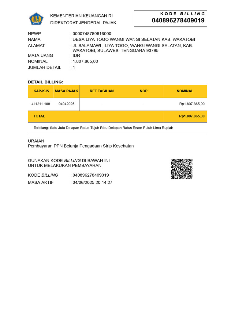 BILLING_CODE_PAJAK PPN STRIP | PDF