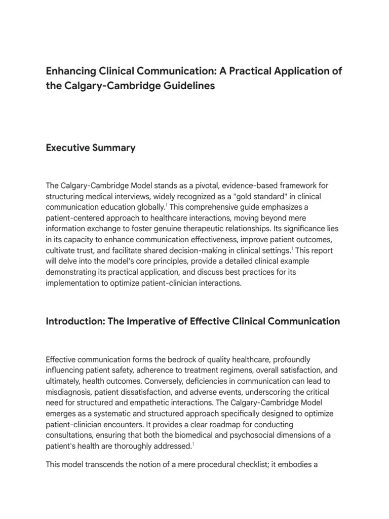 Calgary-Cambridge Clinical Communication Guide | PDF | Nonverbal ...